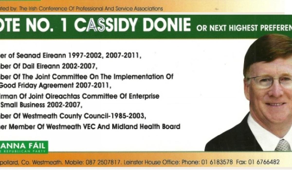 STORY OF THE WEEK: NOVEMBER 14, 1997 - 26 YEARS AGO Senator Donie ...