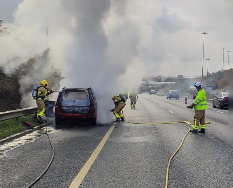 PHOTOS: Car bursts into flames on motorway near Dublin Airport ...