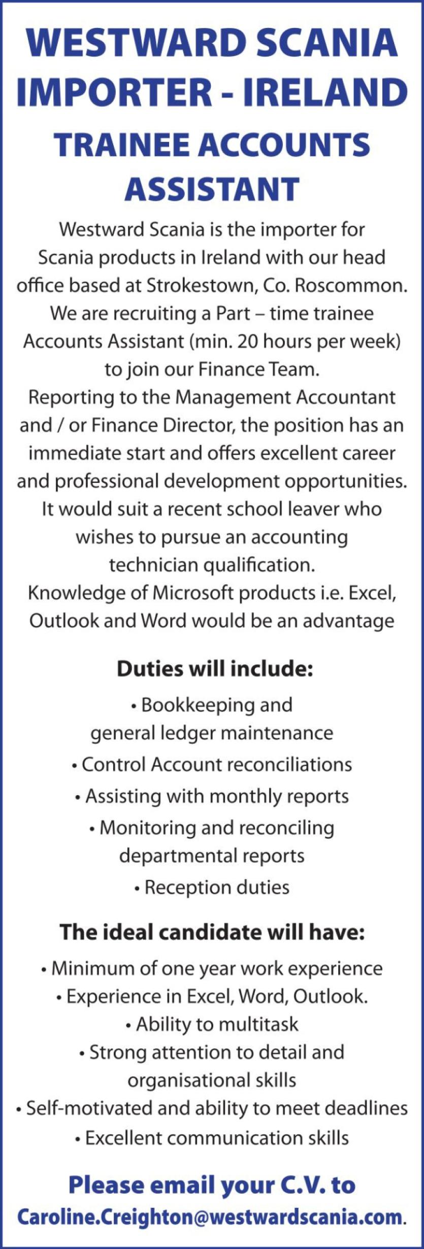 Longford Leader Jobs Alert: Westward Scania recruiting a Part–time ...