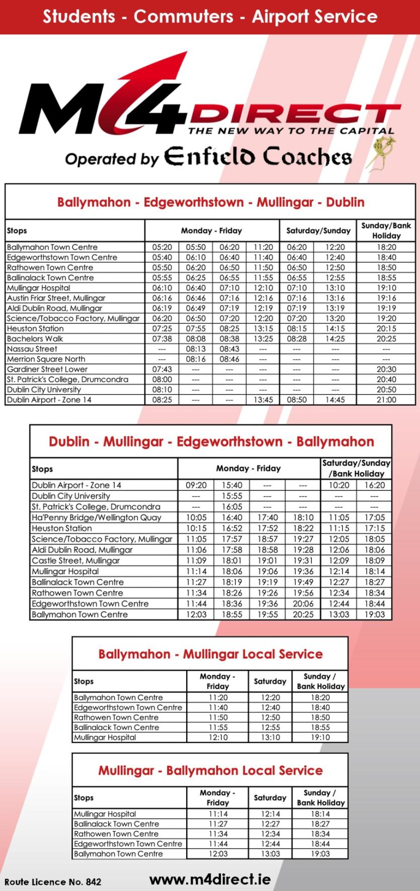 M4 DIRECT: The new bus service to Dublin, running from Ballymahon and ...
